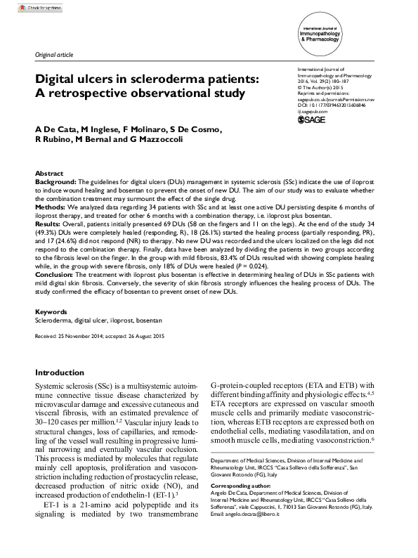 (PDF) Digital ulcers in scleroderma patients: A retrospective ...