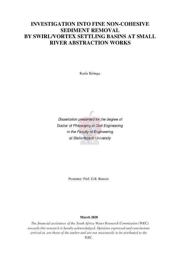 (PDF) Investigation into fine non-cohesive sediment removal by Swirl ...
