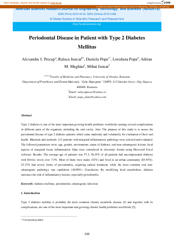 (PDF) Periodontal Disease in Patient with Type 2 Diabetes Mellitus
