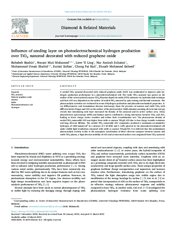 (PDF) Influence of seeding layer on photoelectrochemical hydrogen ...