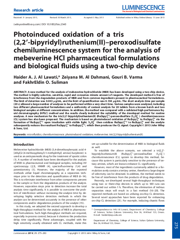 (PDF) Photoinduced oxidation of a tris(2,2'-bipyridyl)ruthenium(II)-peroxodisulfate ...