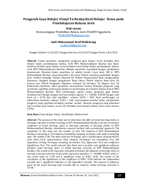 (PDF) Pengaruh Gaya Belajar Visual Terhadap Hasil Belajar Siswa pada ...