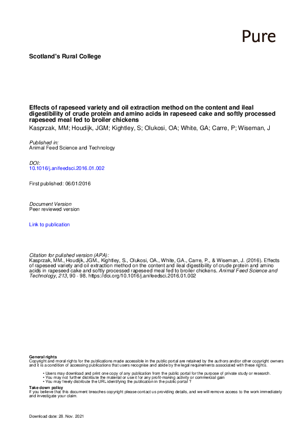 (PDF) Effects of rapeseed variety and oil extraction method on the ...