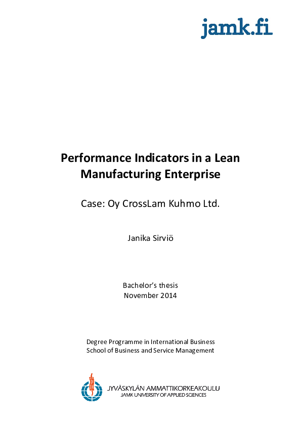 (PDF) Performance Indicators in a Lean Manufacturing Enterprise