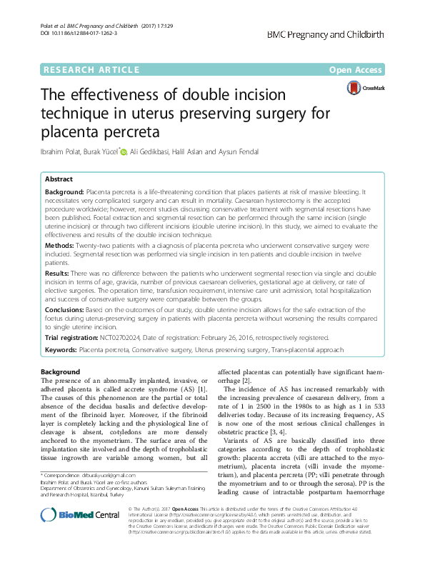 (PDF) The effectiveness of double incision technique in uterus ...