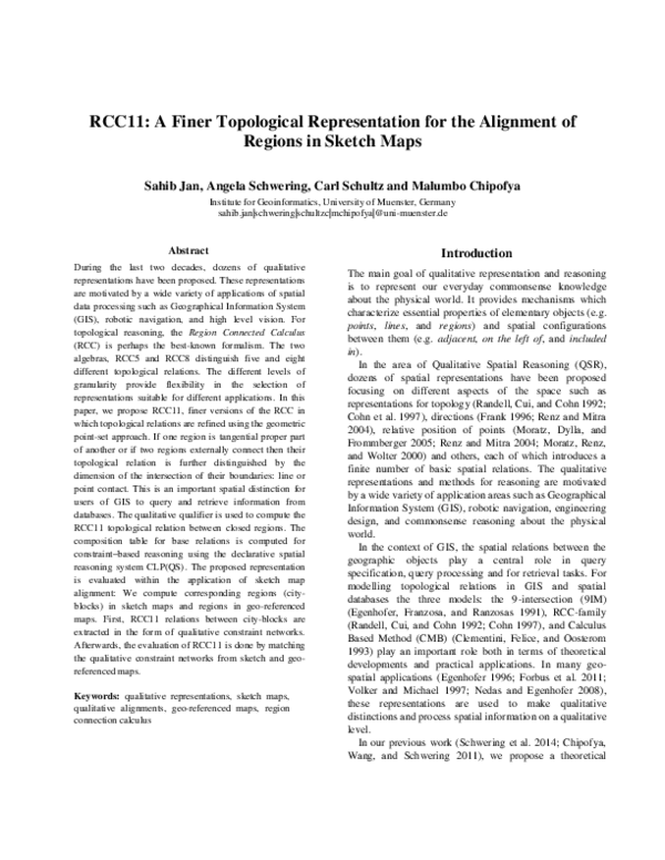 Pdf Rcc11 A Finer Topological Representation For The Alignment Of Regions In Sketch Maps