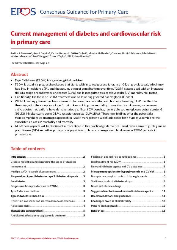 (PDF) Consensus Guidance for Primary Care Current management of ...