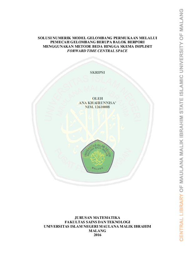 (PDF) Solusi numerik model gelombang permukaan melalui pemecah ...