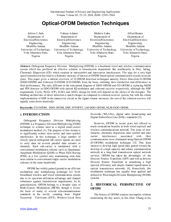 (PDF) Optical-OFDM Detection Techniques