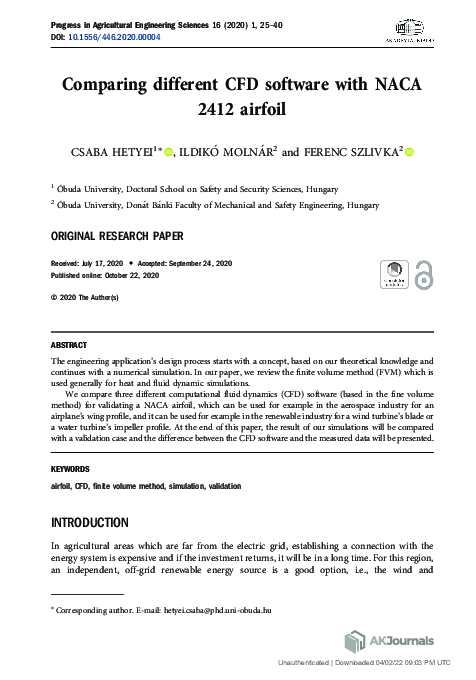 (PDF) Comparing different CFD software with NACA 2412 airfoil