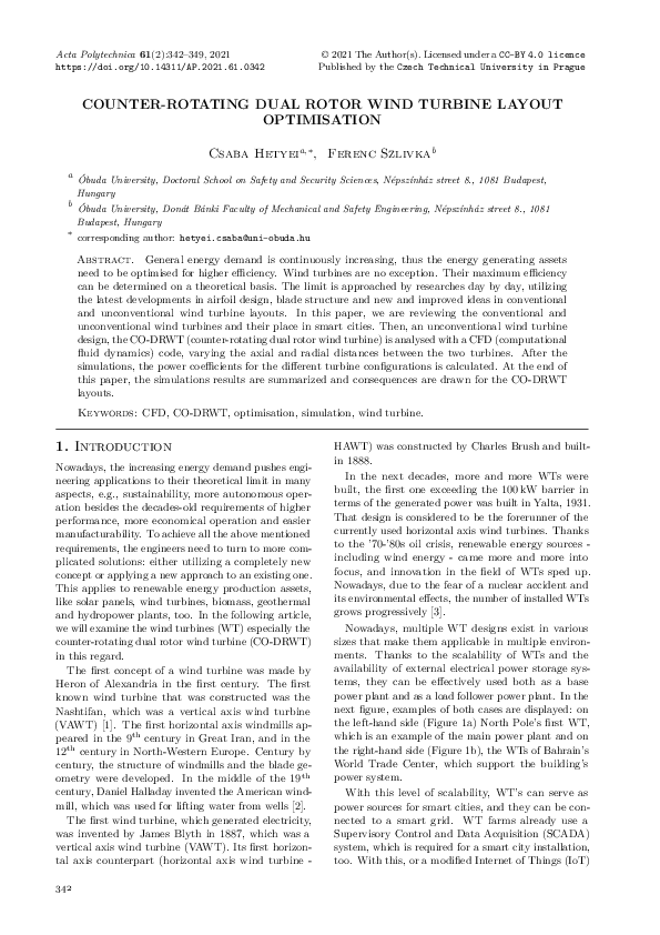 (PDF) Counter-Rotating Dual Rotor Wind Turbine Layout Optimisation