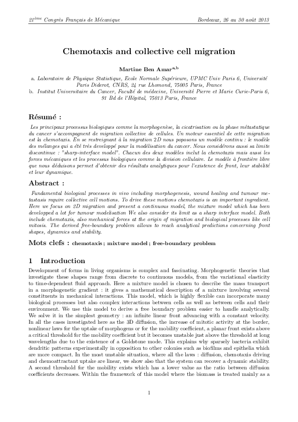 Pdf Chemotaxis And Collective Cell Migration