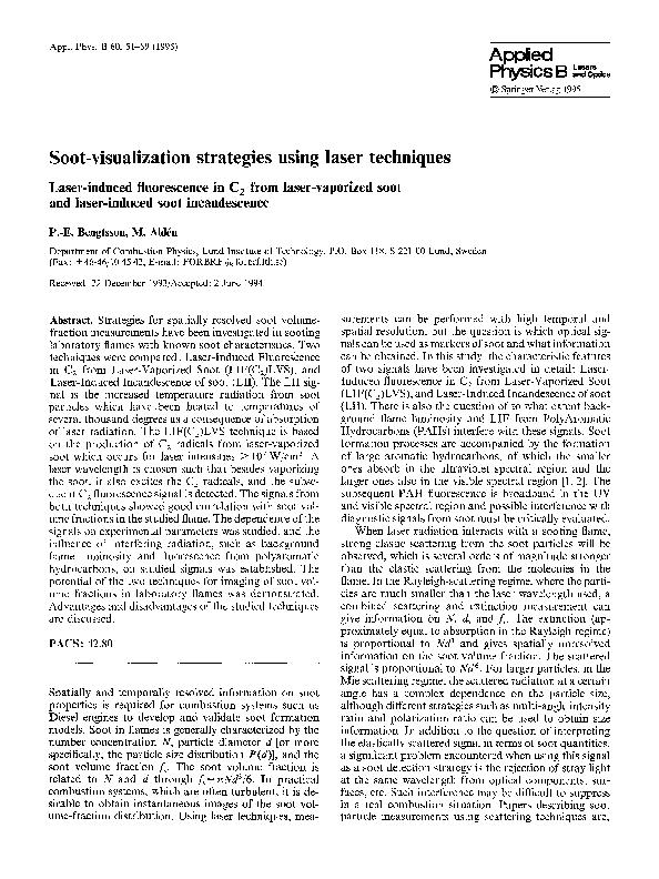 (PDF) Soot-visualization strategies using laser techniques