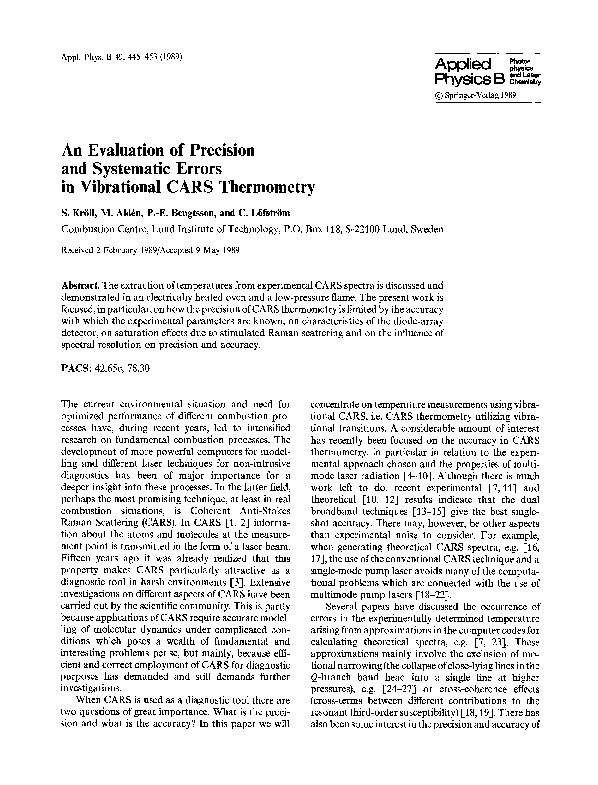 (PDF) An evaluation of precision and systematic errors in vibrational ... (PDF) An evaluation of precision and systematic errors in vibrational ...