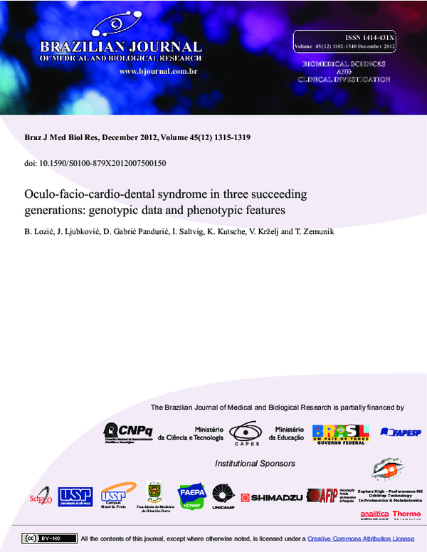 (PDF) Oculo-facio-cardio-dental syndrome in three succeeding ...