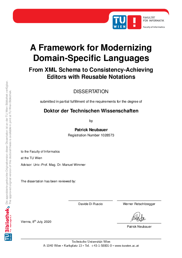 (PDF) A Framework for Modernizing Domain-Specific Languages - From XML Schema to Consistency ...