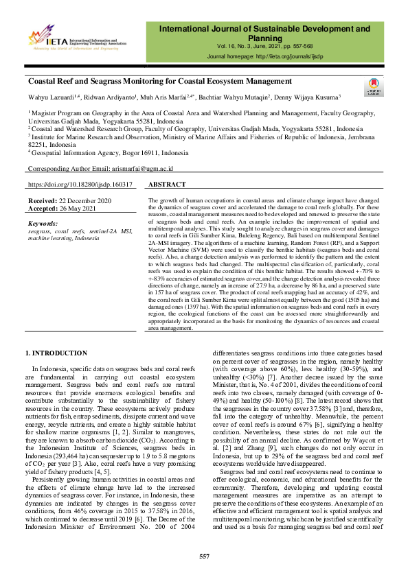 (PDF) Coastal Reef and Seagrass Monitoring for Coastal Ecosystem Management