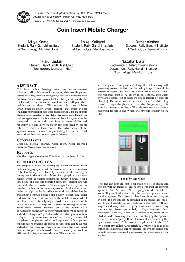 (PDF) Coin Insert Mobile Charger