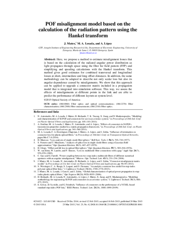 (PDF) POF misalignment model based on the calculation of the radiation pattern using the Hankel ...