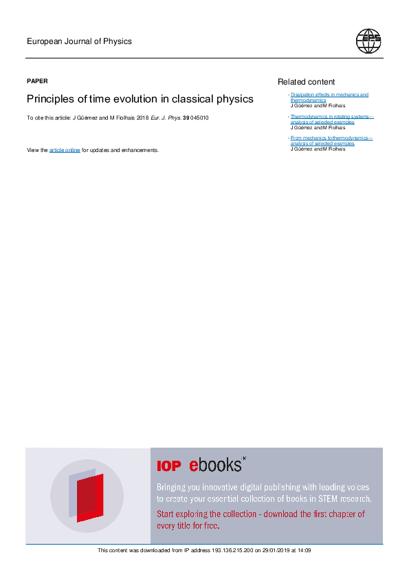 (PDF) Principles of time evolution in classical physics