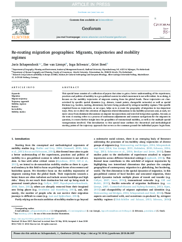 (PDF) Re-routing migration geographies: Migrants, trajectories and ...