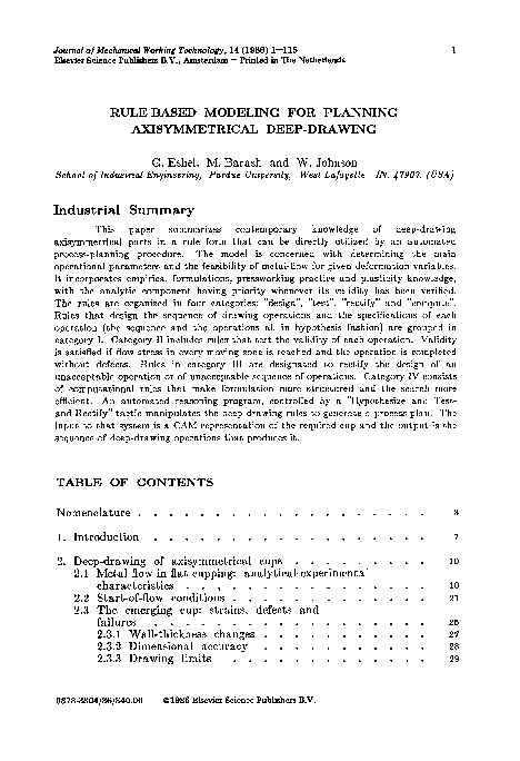 (PDF) Rule based modeling for planning axisymmetrical deep-drawing