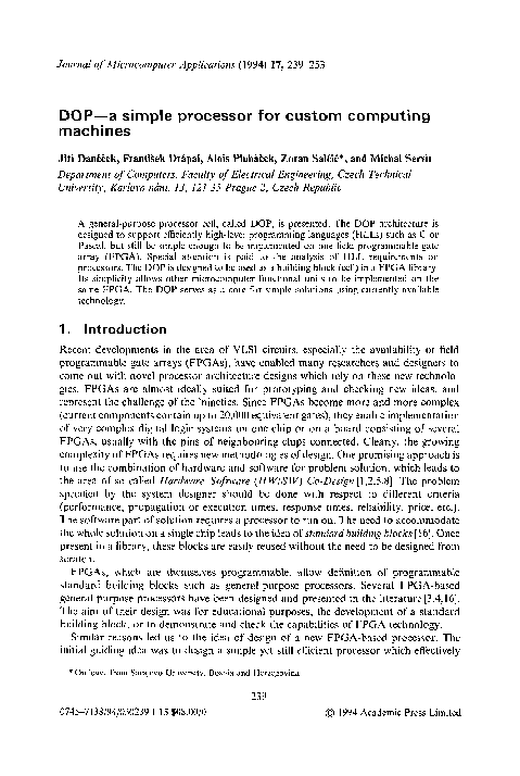 (PDF) DOP—a simple processor for custom computing machines
