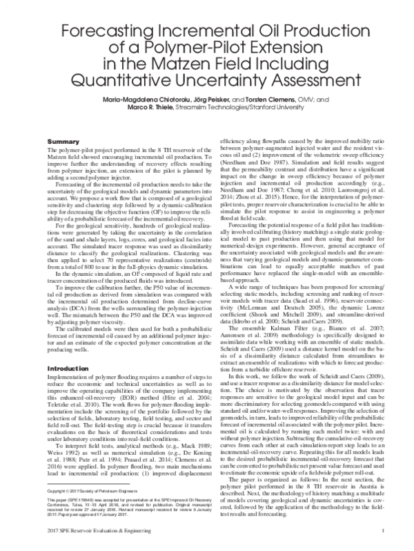 (PDF) Forecasting Incremental Oil Production of a Polymer Pilot Extension in the Matzen Field ...