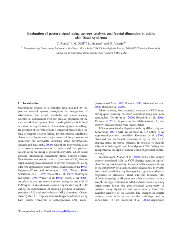 (PDF) Evaluation of posture signal using entropy analysis and fractal ...
