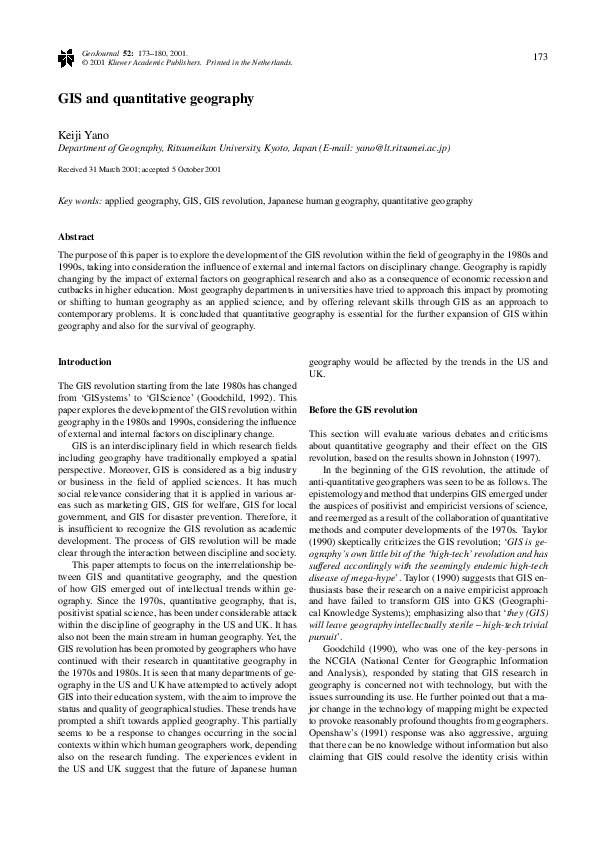 (PDF) GIS and quantitative geography