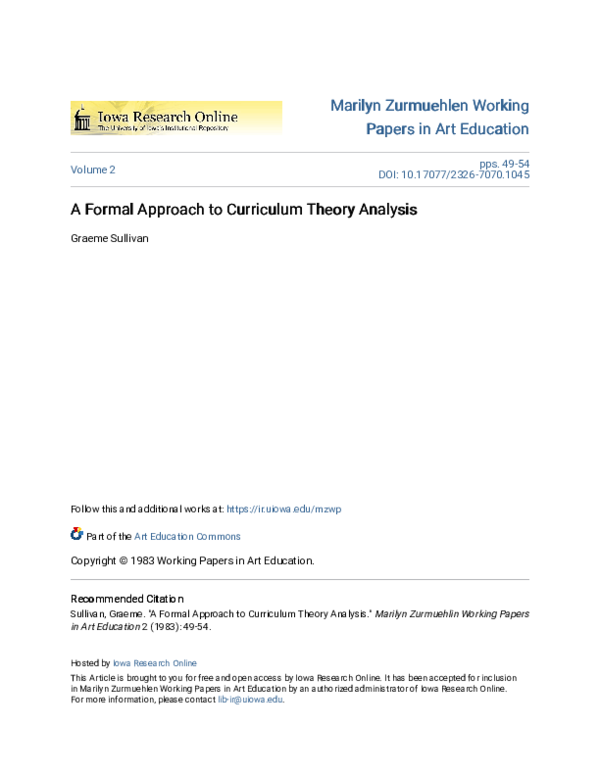 (PDF) A Formal Approach to Curriculum Theory Analysis
