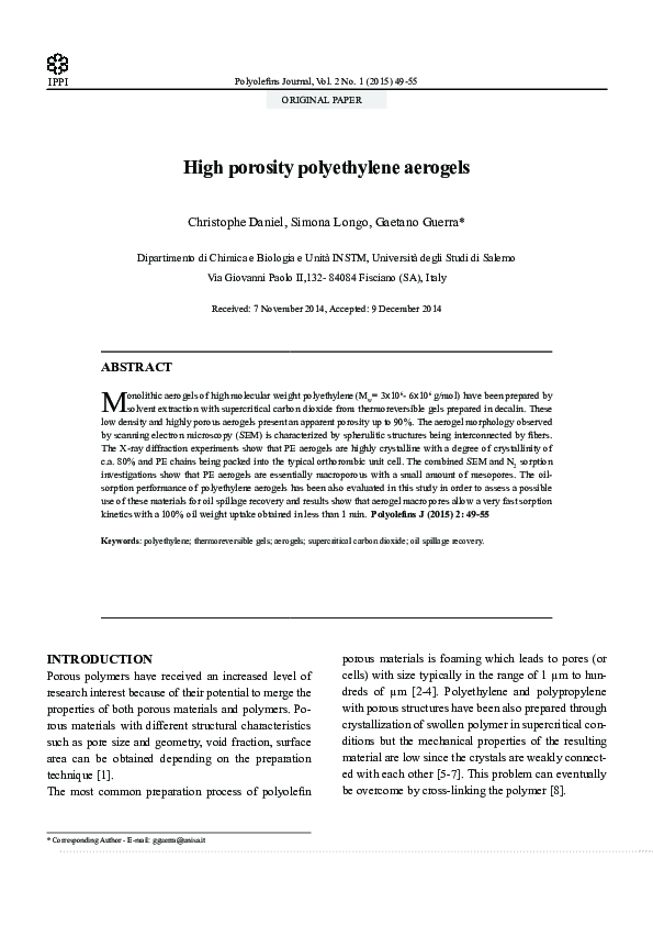 (PDF) High porosity polyethylene aerogels
