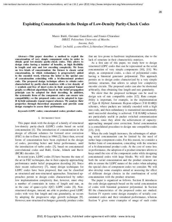 (PDF) Exploiting Concatenation in the Design of Low-Density Parity-Check Codes