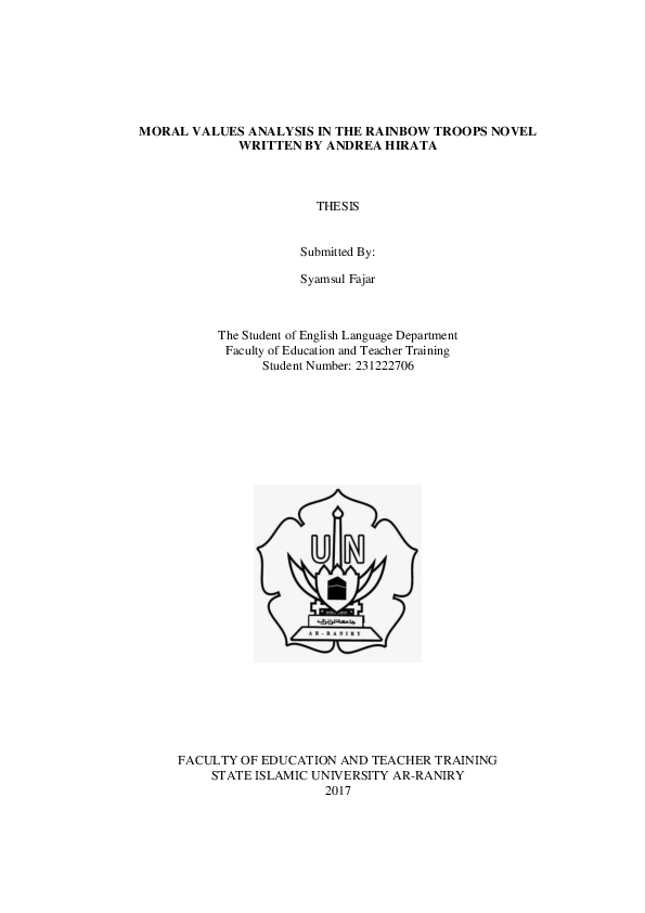 (PDF) Moral Values Analysis in The Rainbow Troops Novel Written by ...