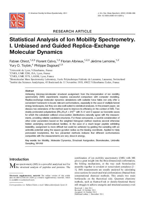 (PDF) Statistical Analysis of Ion Mobility Spectrometry. I. Unbiased ...