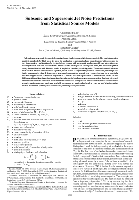 (PDF) Subsonic and Supersonic Jet Noise Predictions from Statistical ...