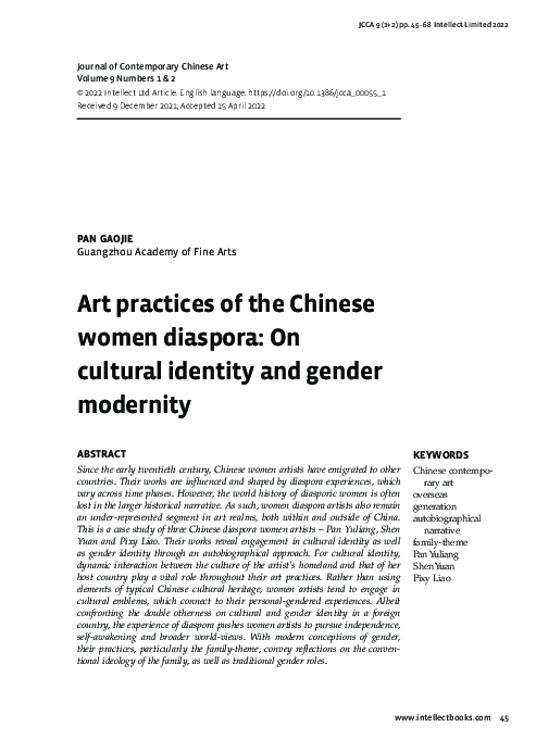 (PDF) Art practices of the Chinese women diaspora: On cultural identity ...