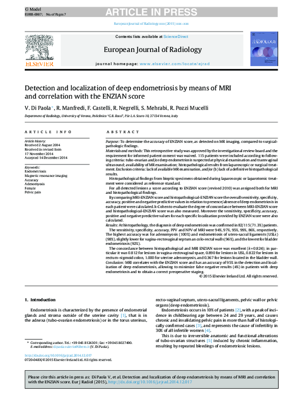 (PDF) Detection and localization of deep endometriosis by means of MRI ...