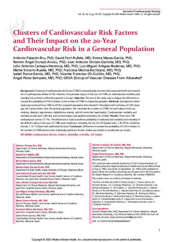 (PDF) Clusters of Cardiovascular Risk Factors and Their Impact on the ...