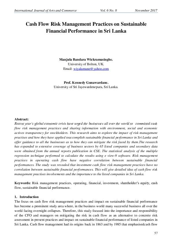 (PDF) Cash Flow Risk Management Practices on Sustainable Financial ...
