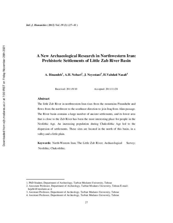 (PDF) A New Archaeological Research in Northwestern Iran: Prehistoric ...