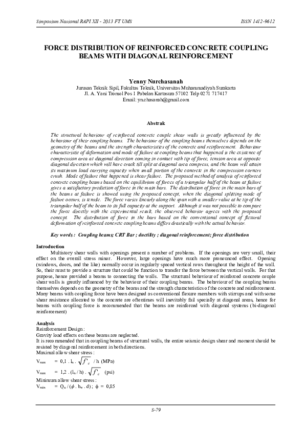 (PDF) Force Distribution of Reinforced Concrete Coupling Beams With ...