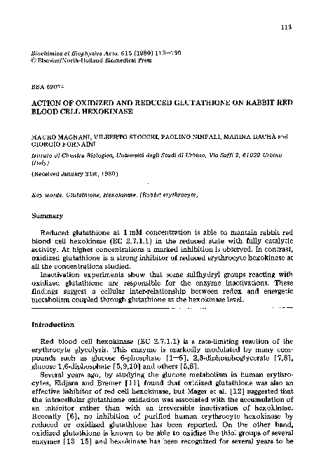 (PDF) Action of oxidized and reduced glutathione on rabbit red blood ...