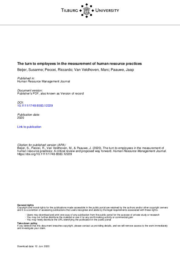 (PDF) The turn to employees in the measurement of human resource ...