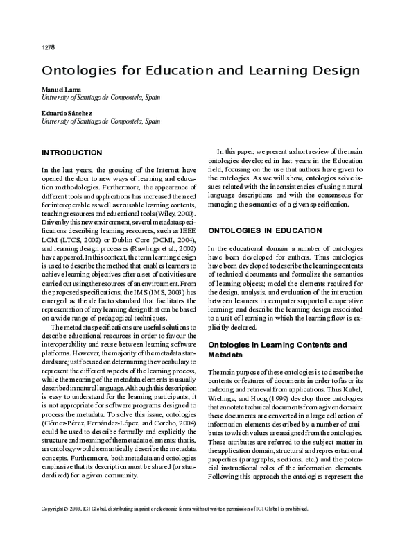 (PDF) Ontologies for Education and Learning Design