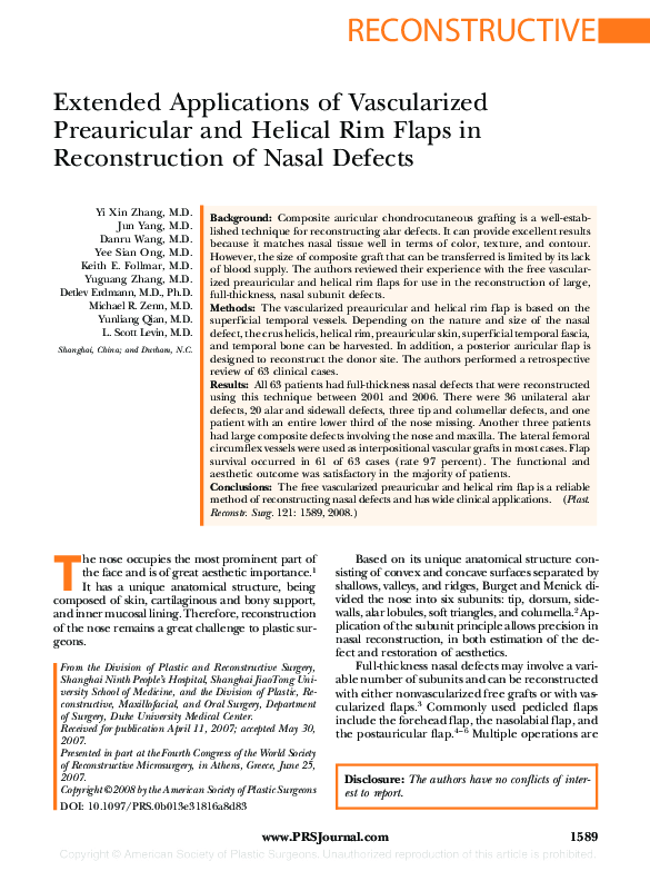 (PDF) Extended applications of vascularized preauricular and helical ...