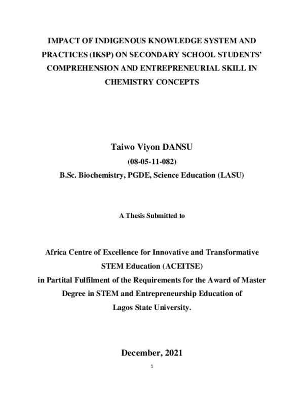 (PDF) IMPACT OF INDIGENOUS KNOWLEDGE SYSTEM AND PRACTICES (IKSP) ON ...