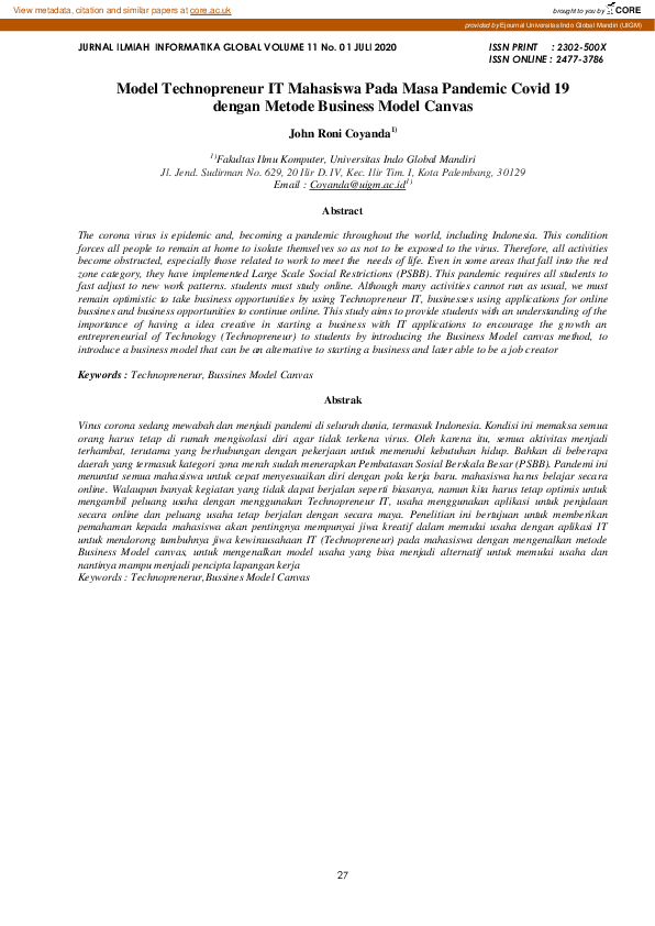 (PDF) Model Technopreneur IT Mahasiswa Pada Masa Pandemic Covid 19 ...