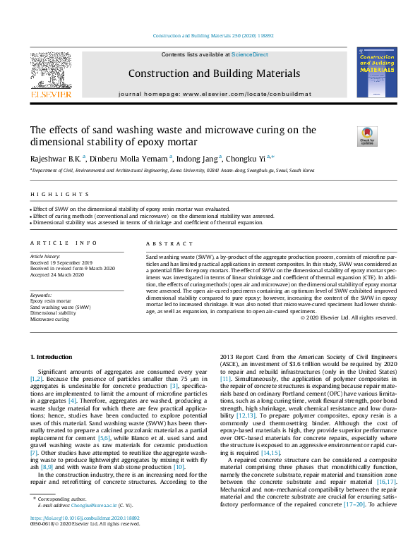 (PDF) The effects of sand washing waste and microwave curing on the ...
