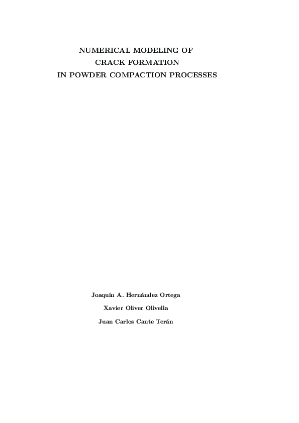 (PDF) Modeling Crack Formation in Power Compaction Processes
